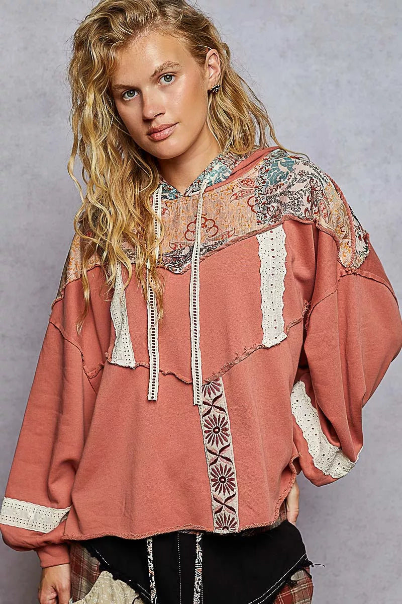 Storywoven Patchwork Balloon Sleeve Hoodie | A Whimsical Affair
